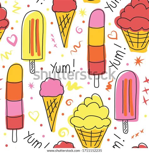 Ice Cream Seamless Vector Pattern Hand Stock Vector Royalty Free