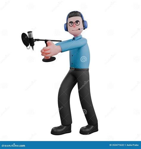 A Male Radio Announcer Walks With Both Hands Stretched Forward While