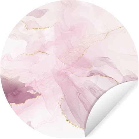 WallCircle Muurstickers Behangcirkel Marmer Paars Gouden