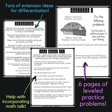 November Project Based Learning Math Project 4th Grade Thanksgiving