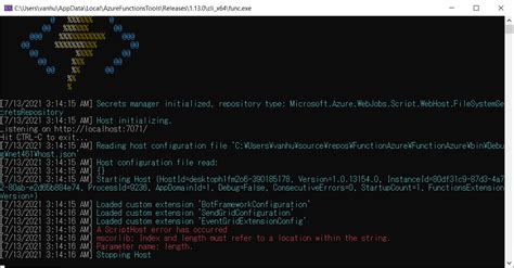 Error A Scripthost Error Has Occurred When Run Azure Function · Issue