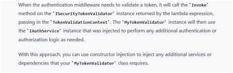 How To Add Dependency Injection In Isecuritytokenvalidator From