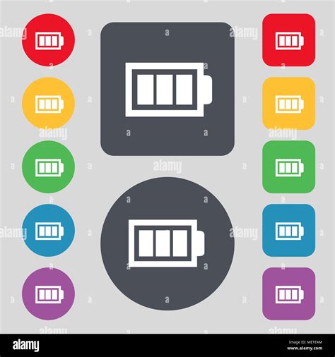 Battery Fully Charged Sign Icon Electricity Symbol Set Of Colour