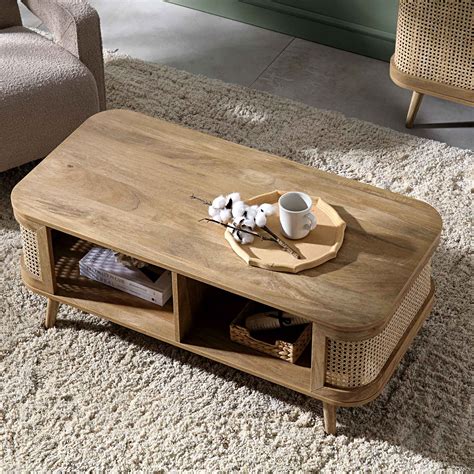 Izzy Curved Rattan Coffee Table Natural Daals