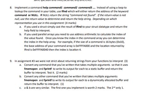 Solved Implement A Command Help Command Command Chegg