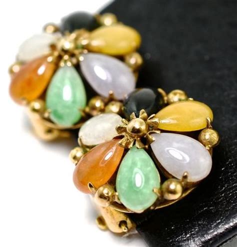 Multi Color 14k Jade Earrings