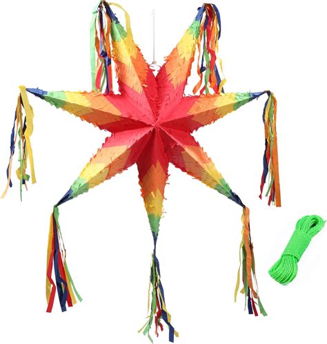 Piñata Mexican Piñata Collapsible Seven Pointed Star Rainbow Piñata