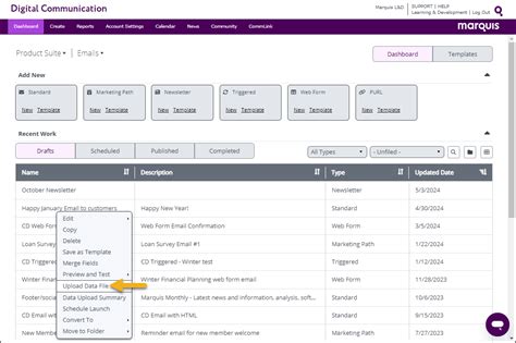 Uploading A CSV File Of Email Recipients Marquis