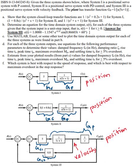 Solved Isbn 0 13 043245 8 Given The Three Systems Shown