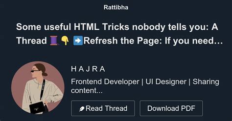 Some Useful Html Tricks Nobody Tells You A Thread 🧵👇 Thread From H A J R A Codewithhajra