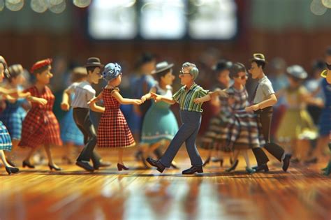 Premium Photo Cartoon People At A Square Dancing Class