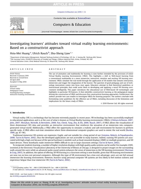 Investigating Learners Attitudes Toward Pdf Virtual Reality