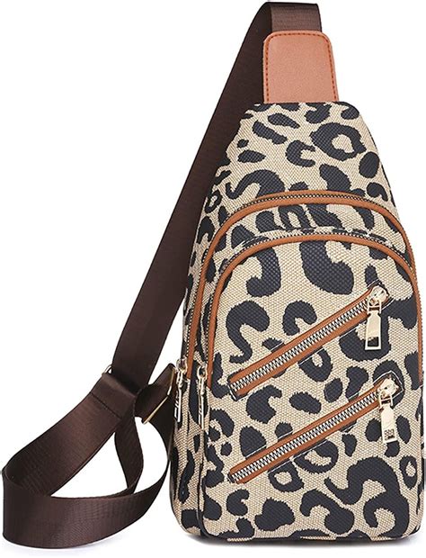 Womens Leopard Chest Bag Chest Backpack Bag Sling Crossbody Bag