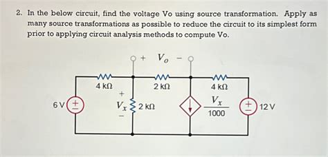 Solved In The Below Circuit Find The Voltage Vo Using Chegg