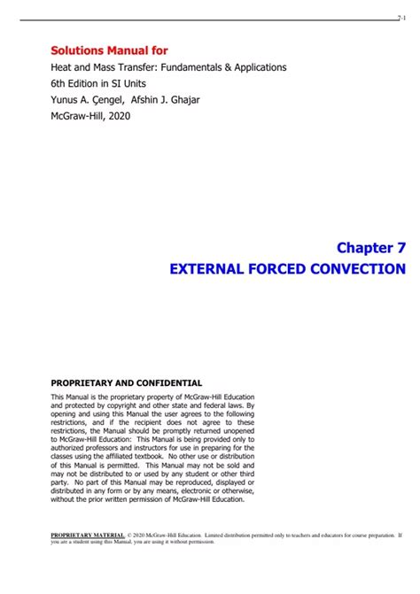 Solutions Manual For Heat And Mass Transfer Fundamentals And Applications 6th Edition In Si Units