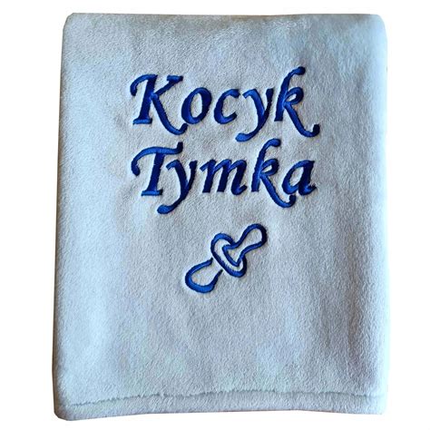 Prezent na NARODZINY dla chłopca NIEMOWLAKA kocyk z imieniem metryczką