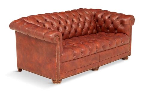 Lot Diminutive Faux Leather Chesterfield Sofa
