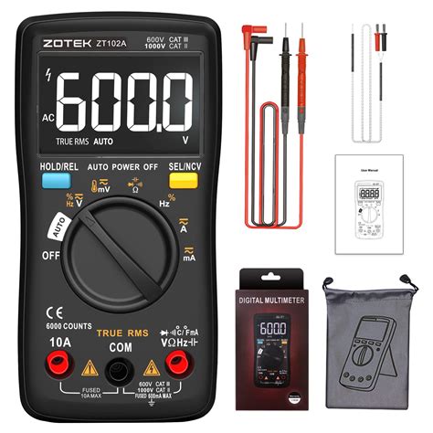 Zotekzt 102a Digital Multimeter 6000 Counts True Rms Dual Mode
