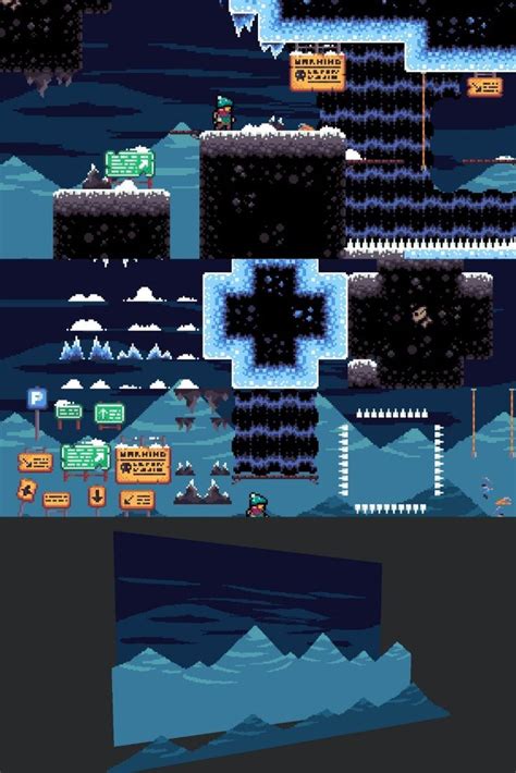 Platformer Tileset Pixelart Snow Mountain