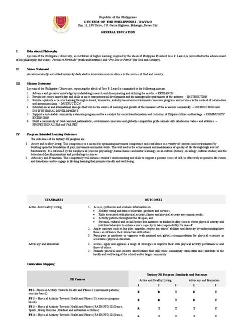 Pe 2 Course Syllabus 2 Pdf