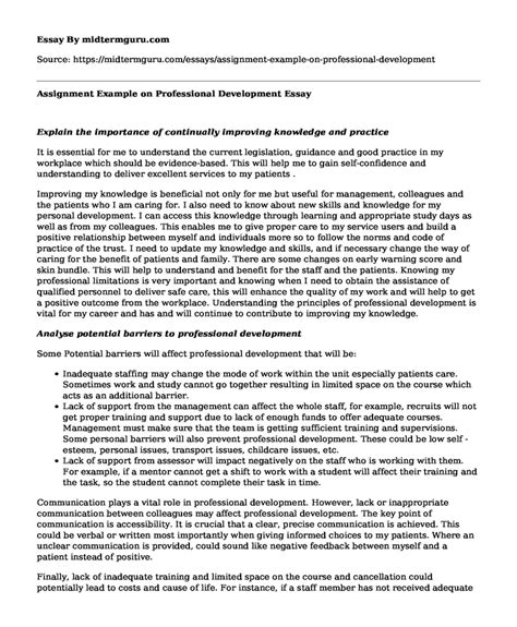 📚 Assignment Example On Professional Development Free Essay Term