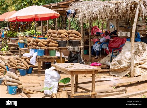 Stalls Selling Yams At Techiman In The Bono East Region Of Eastern
