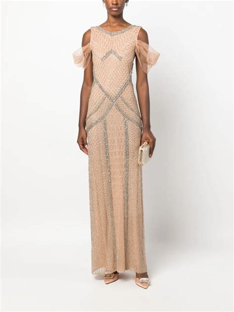 Atu Body Couture Crystal Embellished Off Shoulder Gown Farfetch