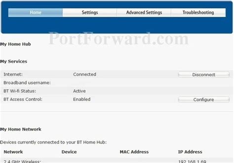 BT Home Hub Router Port Forwarding Instructions