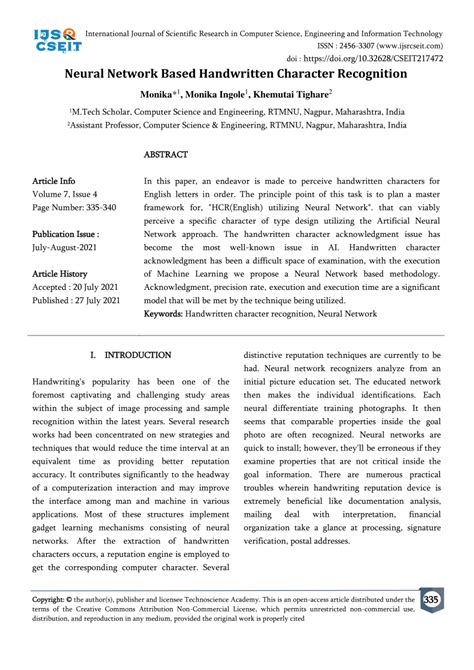 Pdf Neural Network Based Handwritten Character Recognition