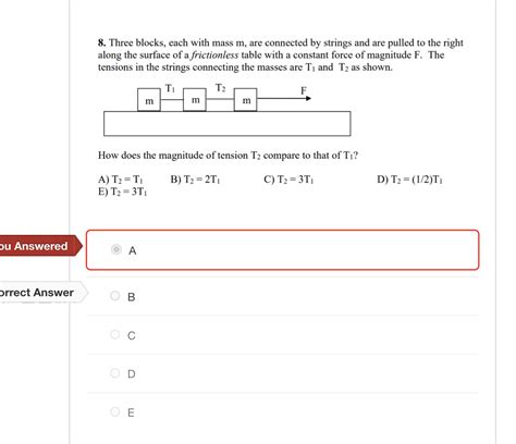 solved three blocks each with mass m ﻿are connected by