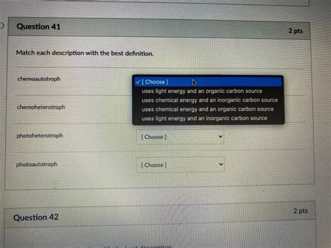 Solved Match Each Description With The Best Definition