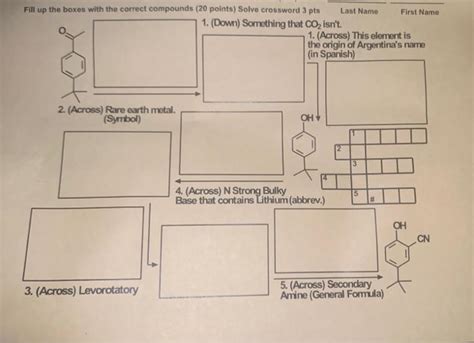 Solved Fill Up The Boxes With The Correct Compounds 20