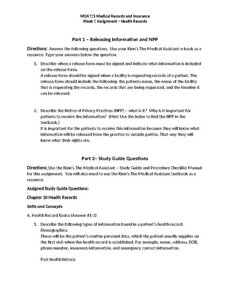wk1assignment assignment week 1 assignment health records part 1