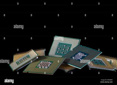 Microprocessors Stacked One On The Other Closeup And Isolated Stock Photo Alamy