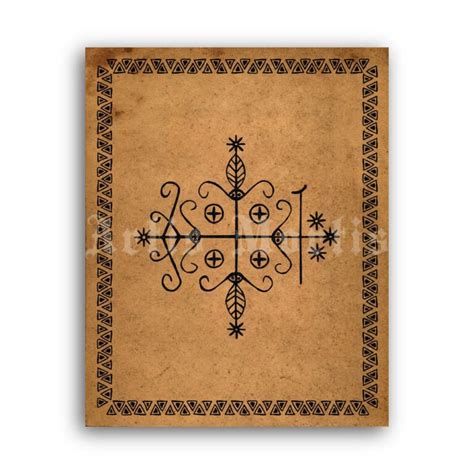Printable Papa Legba Veve Loa Of The Spiritual Crossroads Voodoo Print