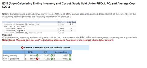 Solved E7 5 Algo Calculating Ending Inventory And Cost Of