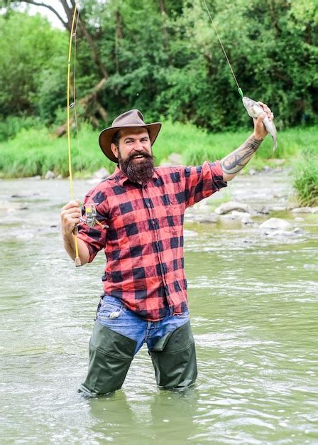 Premium Photo Get Hooked Hobby And Sport Activity Bearded Fisher In