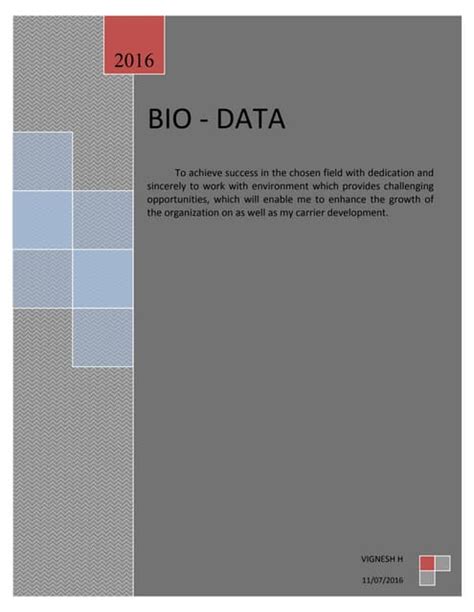 Vignesh H Bio Data Pdf