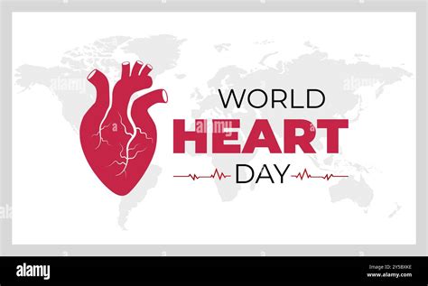World Heart Day Design With Human Heart Shape Heartbeat Sign And