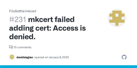 Mkcert Failed Adding Cert Access Is Denied Issue 231 FiloSottile Mkcert GitHub