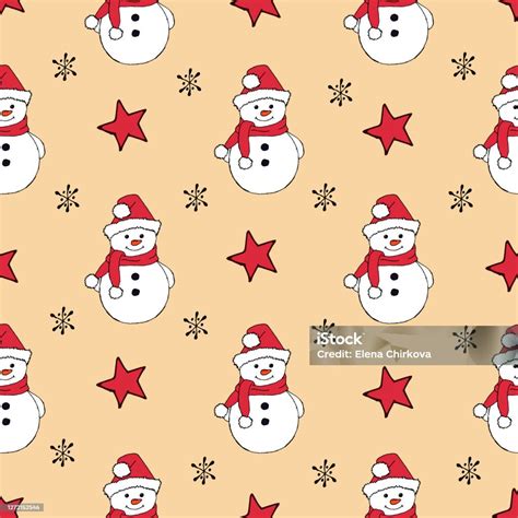 눈사람 전나무 나무와 눈송이와 크리스마스 원활한 패턴 벽지 포장지 패턴 채우기 겨울 인사말 웹 페이지 배경에 적합 12월에 대한 스톡 벡터 아트 및 기타 이미지 Istock