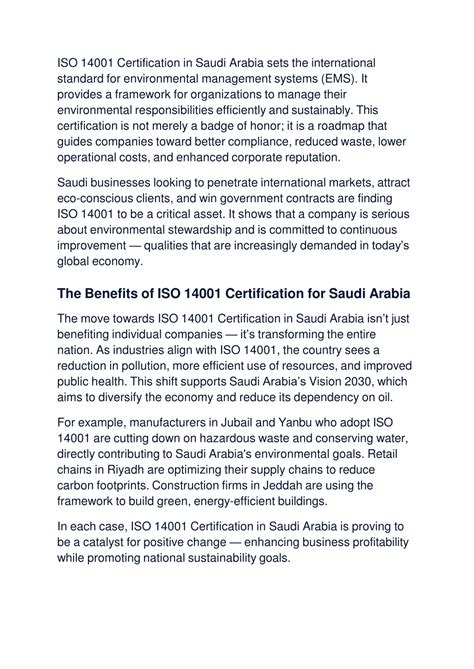 Ppt Iso 14001 Certification In Saudi Arabia Build A Greener More Profitable Future