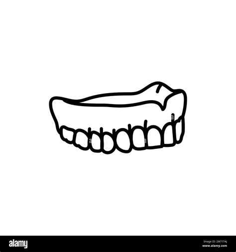 False Teeth Line Icon Dental Prosthetic Vector Illustration Stock