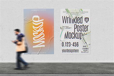Psd Wrinkled Poster Mockup