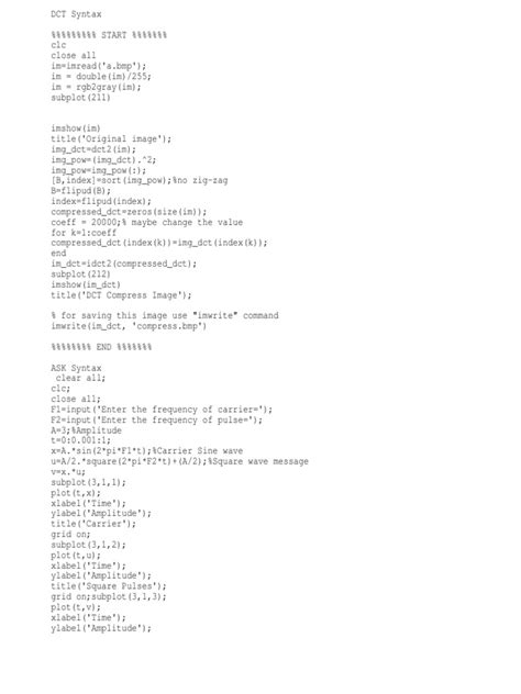 Dct Matlab Pdf