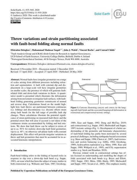 Pdf Throw Variations And Strain Partitioning Associated With Fault Bend Folding Along Normal
