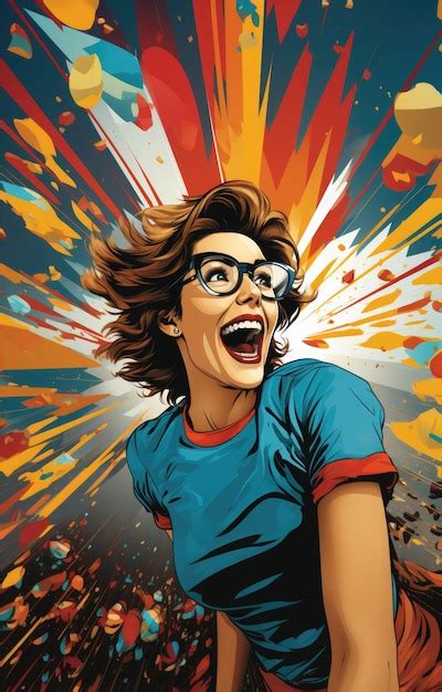 Premium Photo Vintage Pop Art Girl With 1950s Style Glasses Laughing