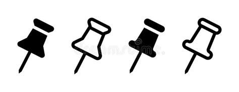Push Pins Vector Icon Set Pin For Notes In Different Angles Symbol Stock Vector Illustration