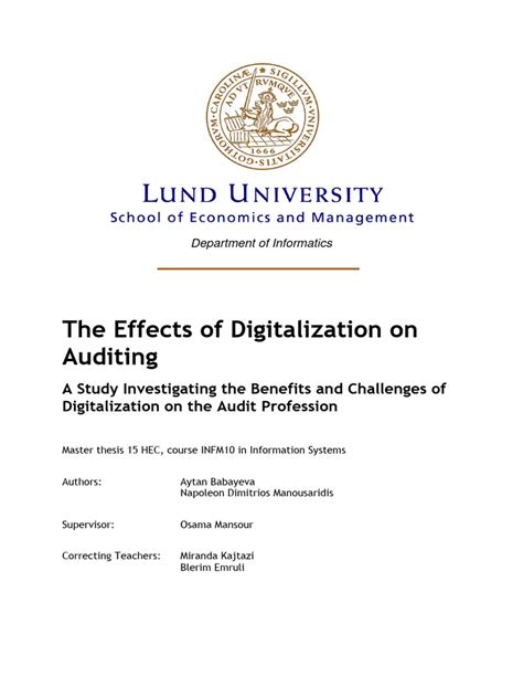 The Effects Of Digitalization On Auditing A Pdf