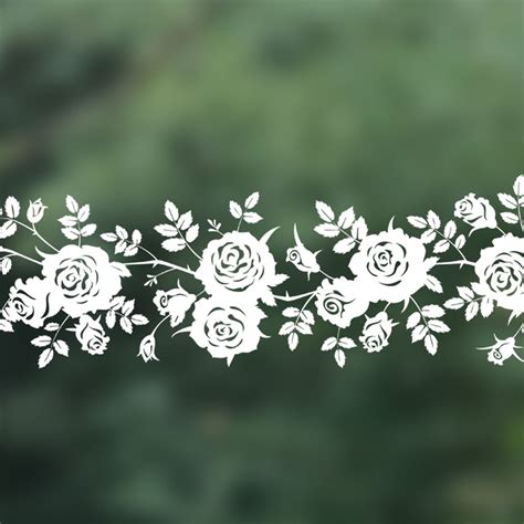 Sunfex White Flower Rattan Wall Sticker Electrostatic Glass Sticker